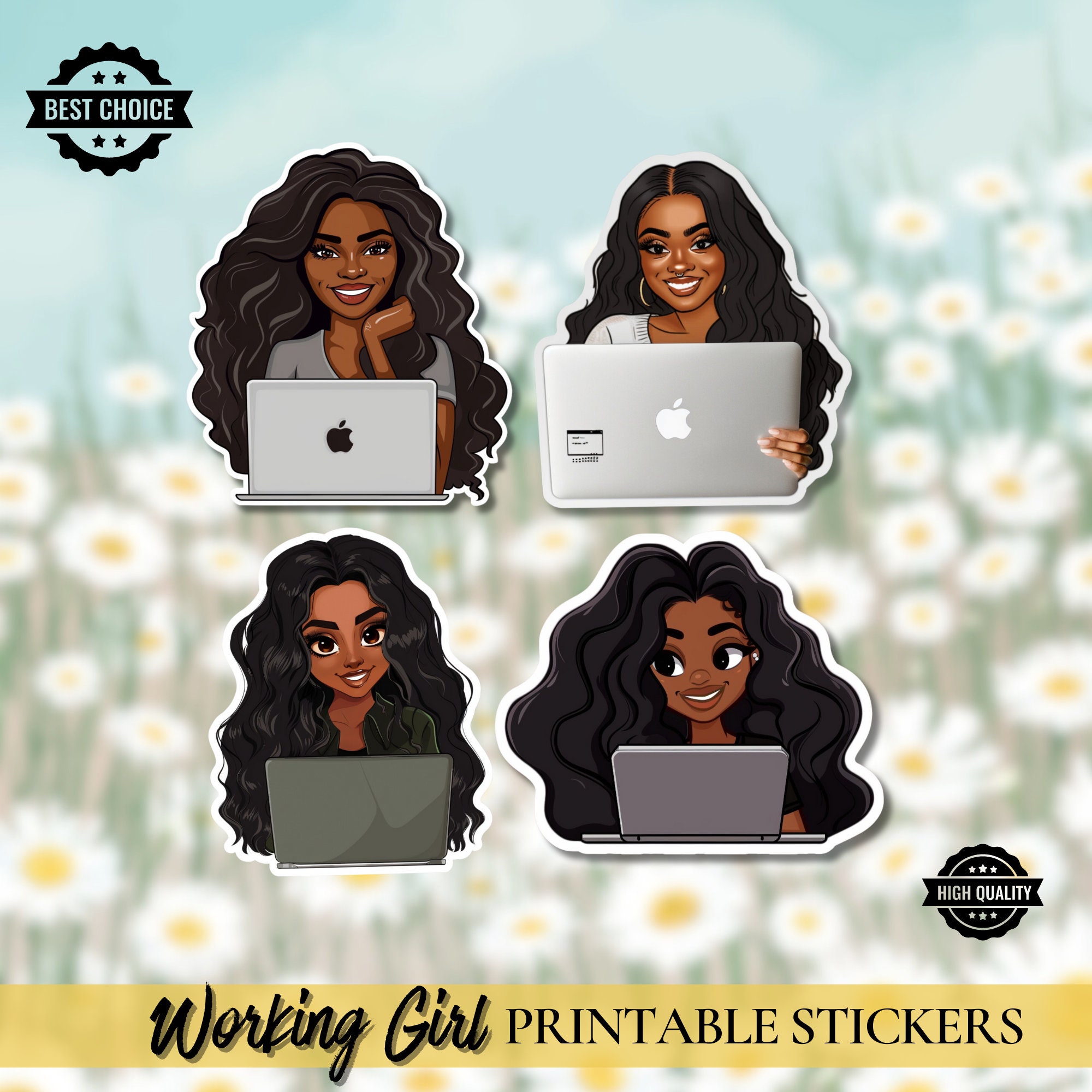 Black Girl Sticker Set - Black Women Stickers - Business Woman Stickers ...