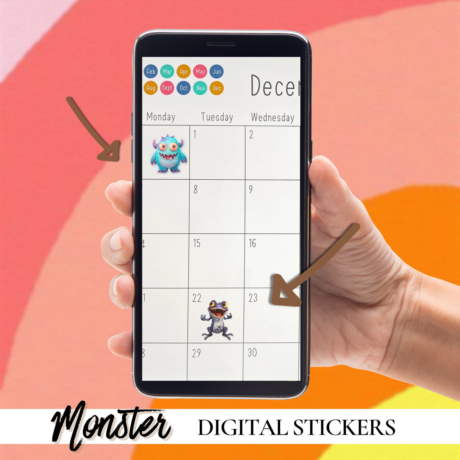 Animated Monsters Stickers Set - Creepy Monster Sticker - Journal ...