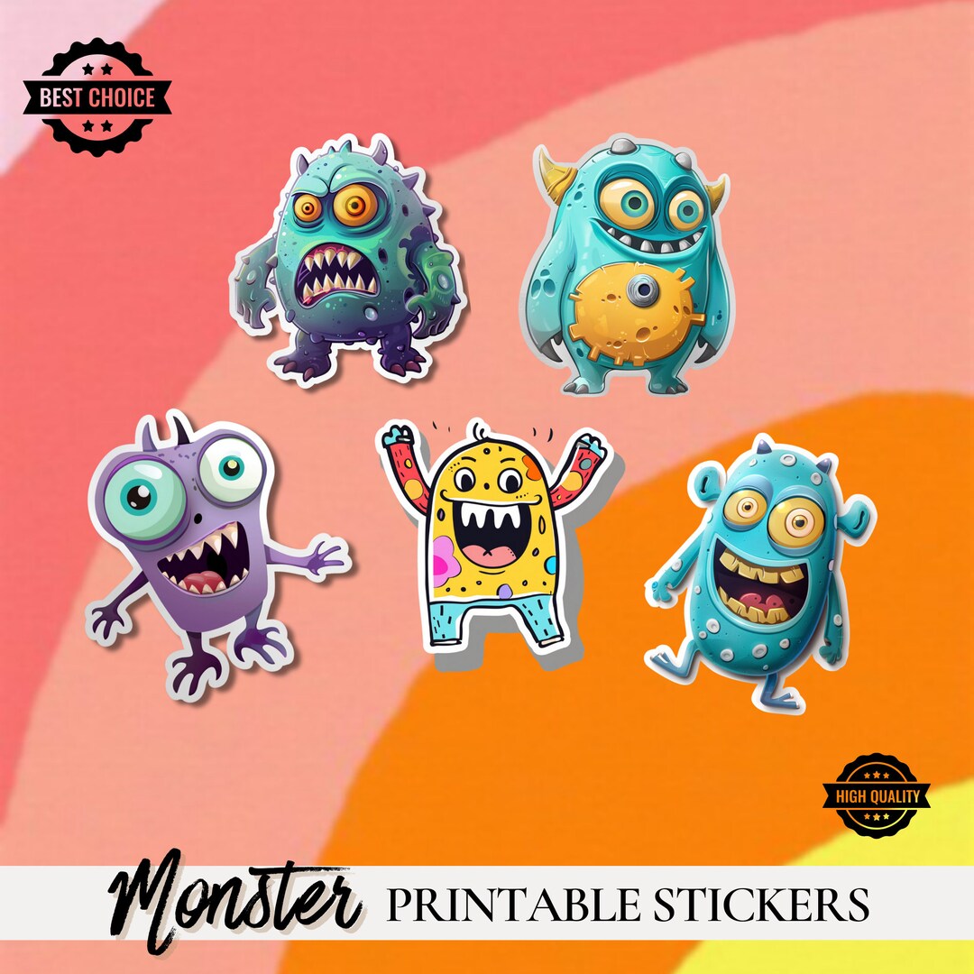 Printable Monsters Stickers Set - Animated Monster Stickers - Journal ...