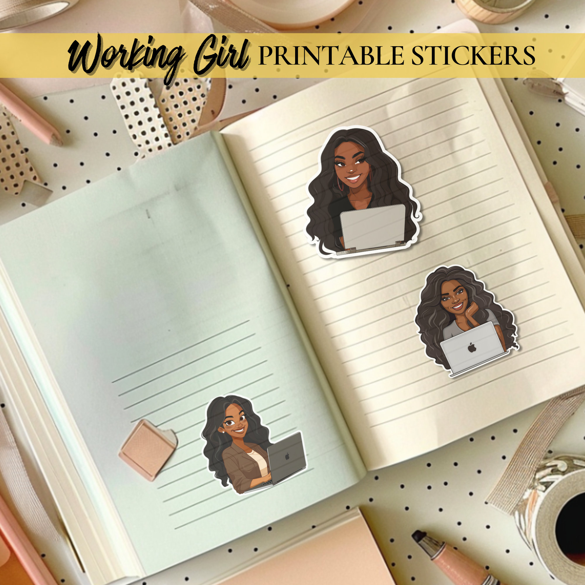 Black Girl Sticker Set Black Women Stickers Business Woman Stickers ...