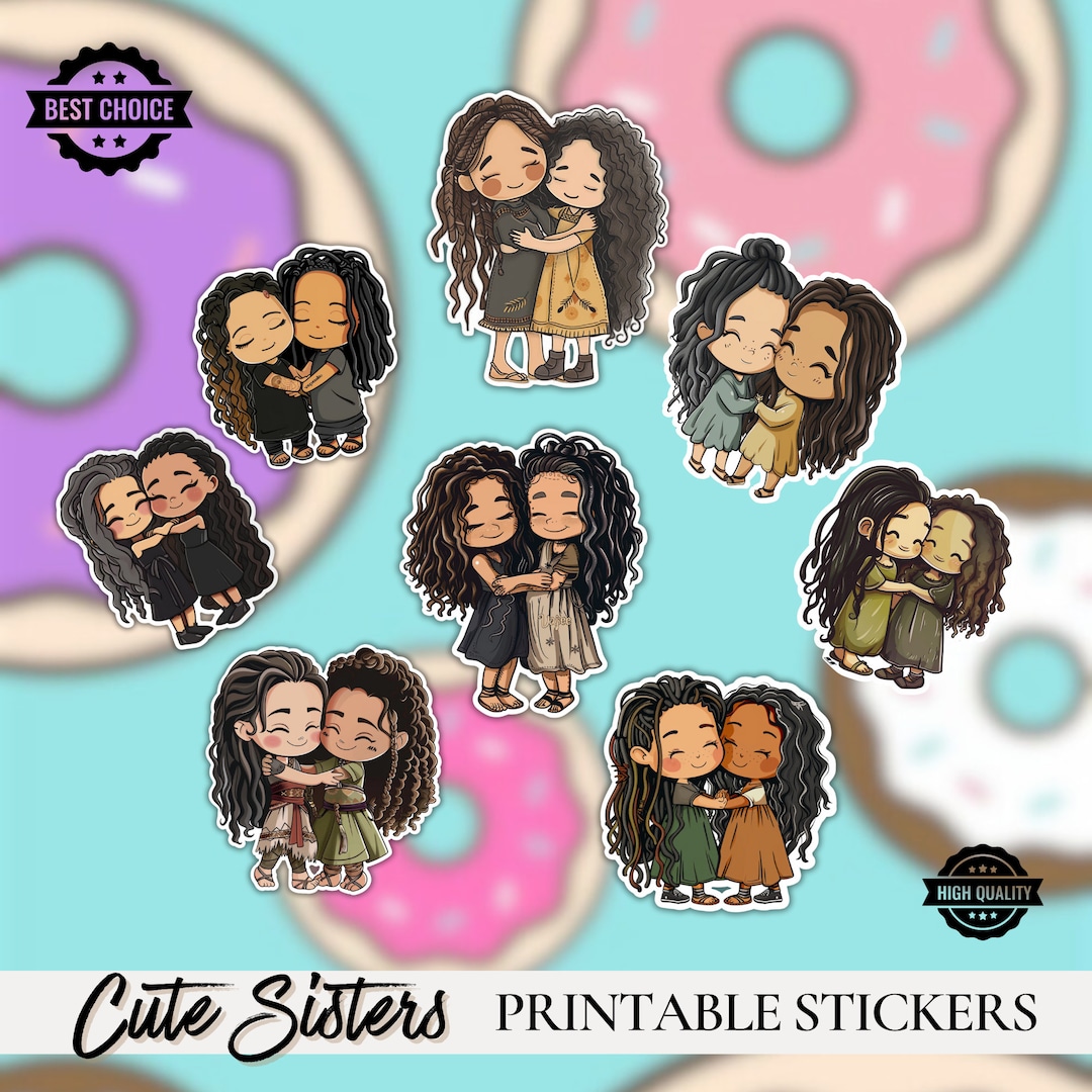 Sisters Stickers - Cute Siblings Decal - Hugging Sisters Decal - 8 ...