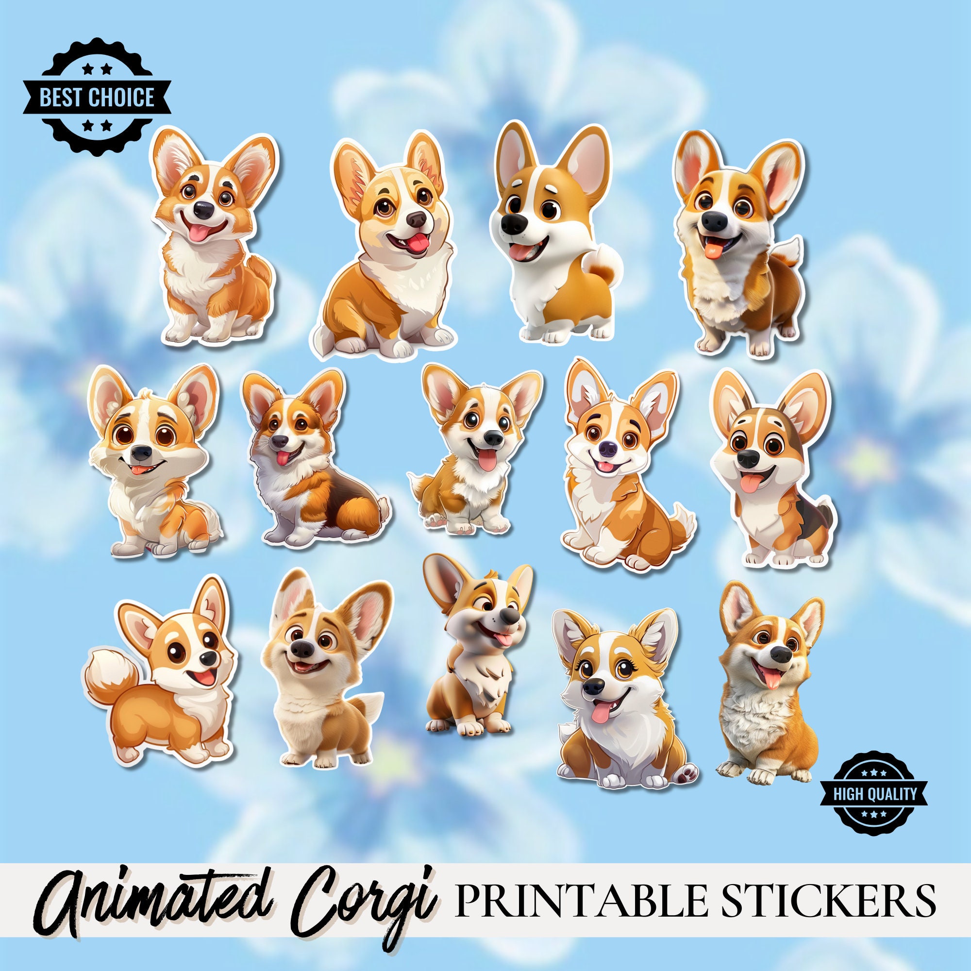 Cute Animated Corgi Sticker - Dog Lovers Stickers - Animated Dog ...