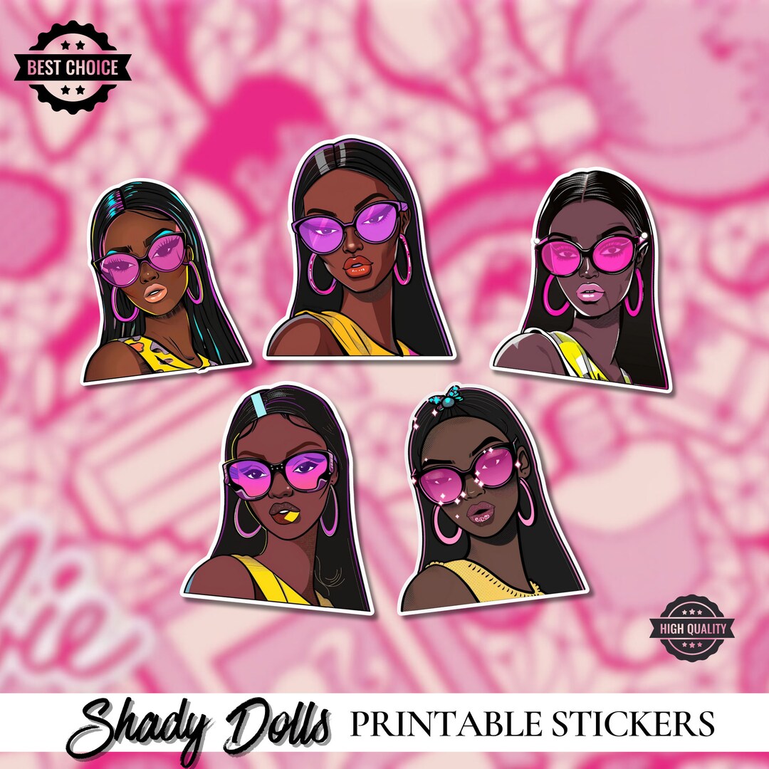 Printable Black Barbie Stickers Black Women Stickers 5 Set of Stickers ...