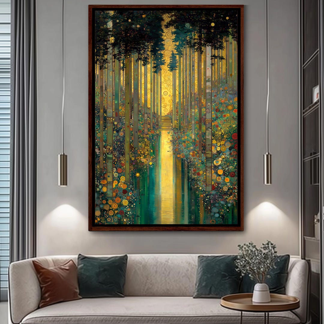 Gustav Klimt Forest Path Canvas. Golden Art Print Wall Decor - Etsy