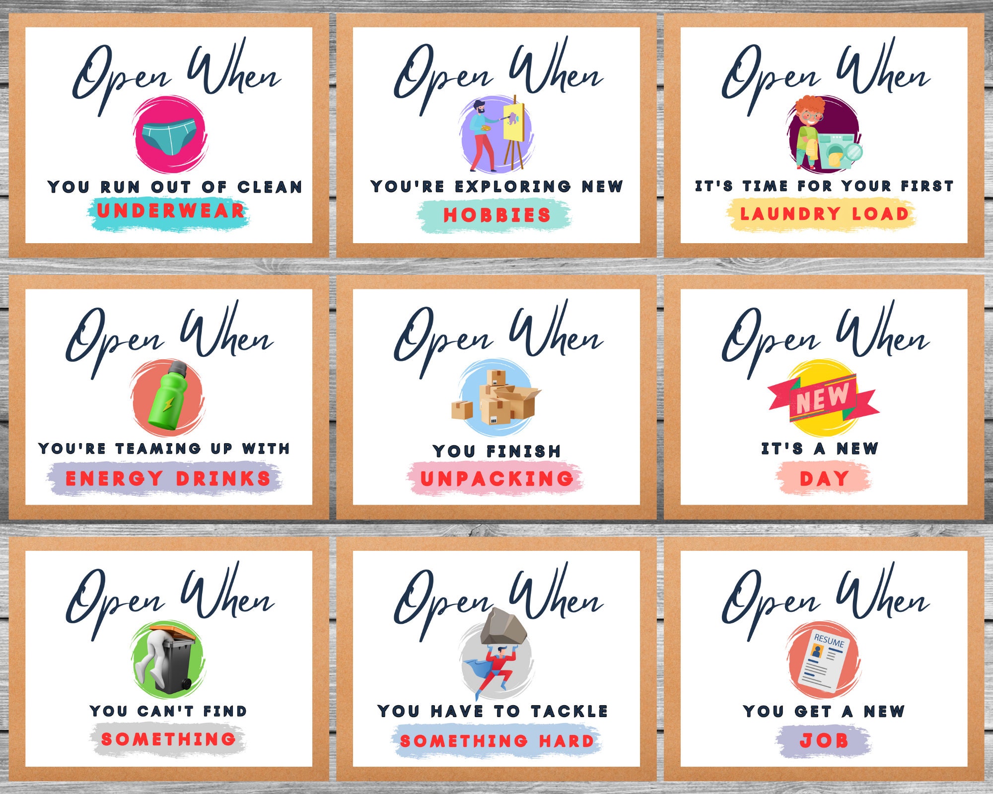 Open When Envelopes | Open When Letters College | College Care Package ...