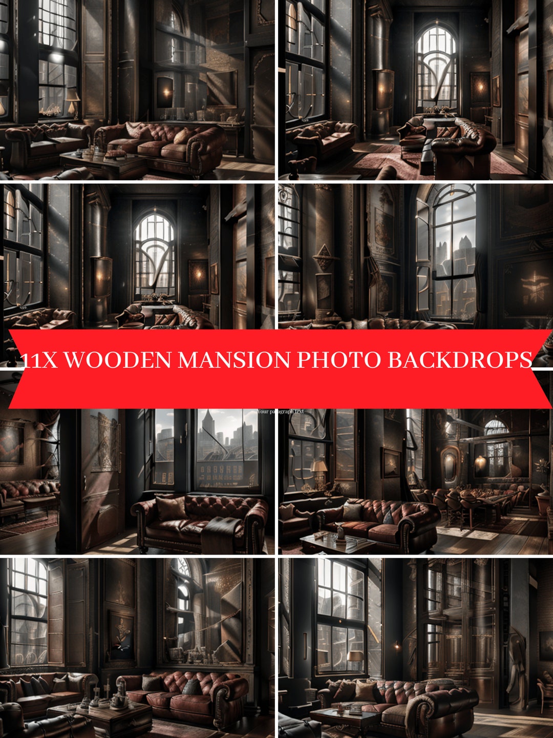 12x Wooden Mansion Backdrops Overlays Digital Backdrops for - Etsy