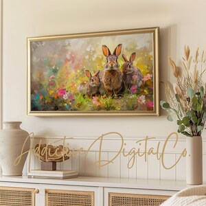 Bunny Mom and Babies Family Frame Tv Art, Springtime Art Tv Decor ...