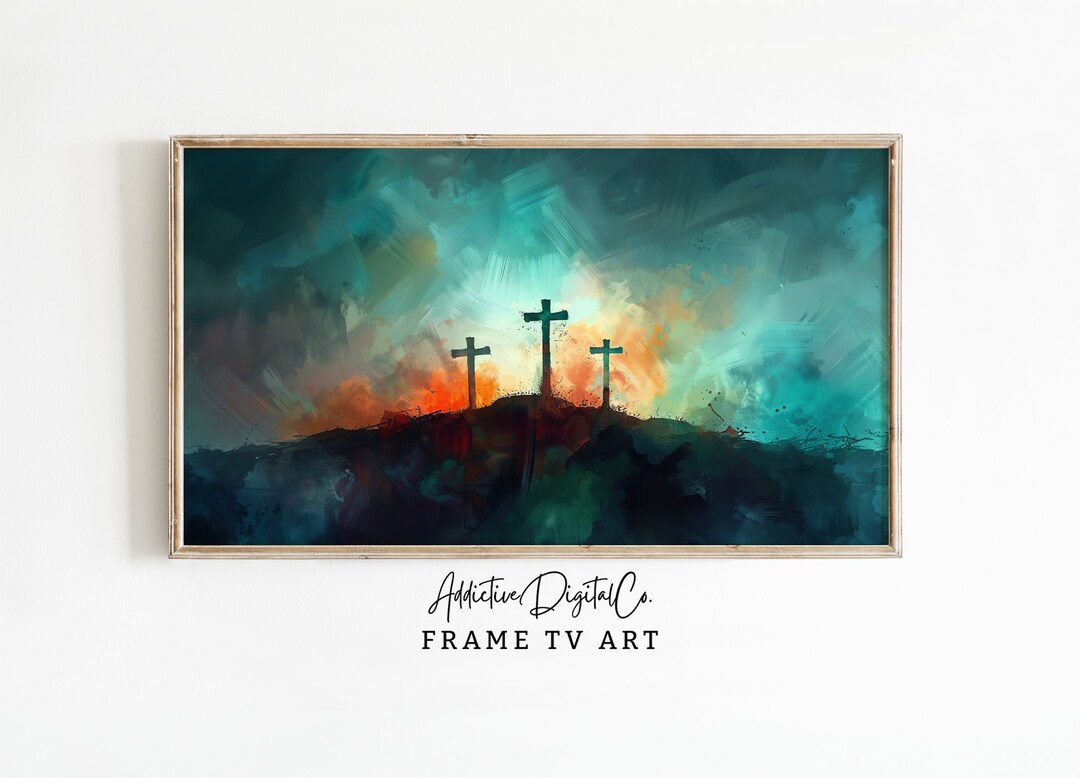Abstract Crosses Frame Tv Art, Spiritual Art Tv Decor, Religious Tv ...