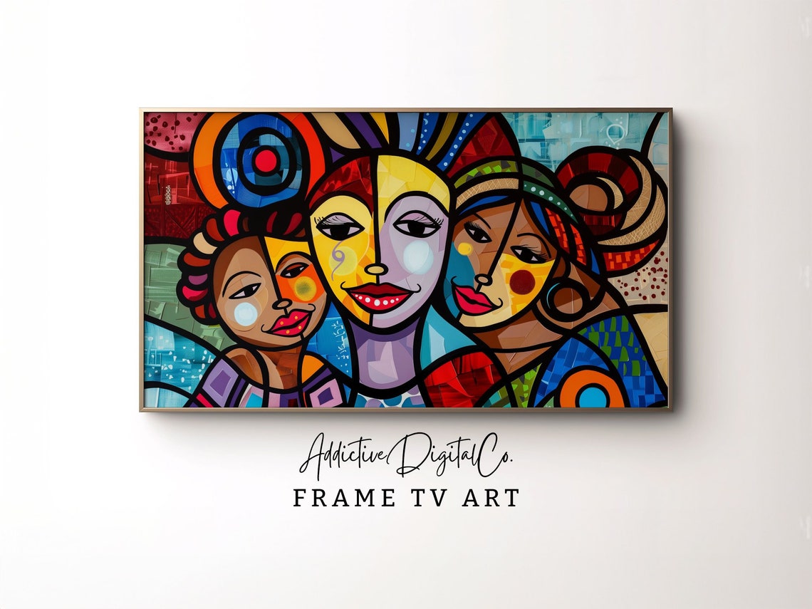 Colorful Abstract Black Family Frame Tv Art, Mother's Day Art Tv Decor ...