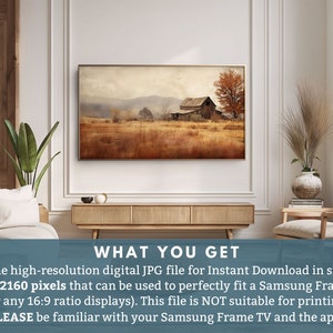 Rustic Farmhouse Barn Frame Tv Art, Autumn Countryside Tv Decor, Orange ...