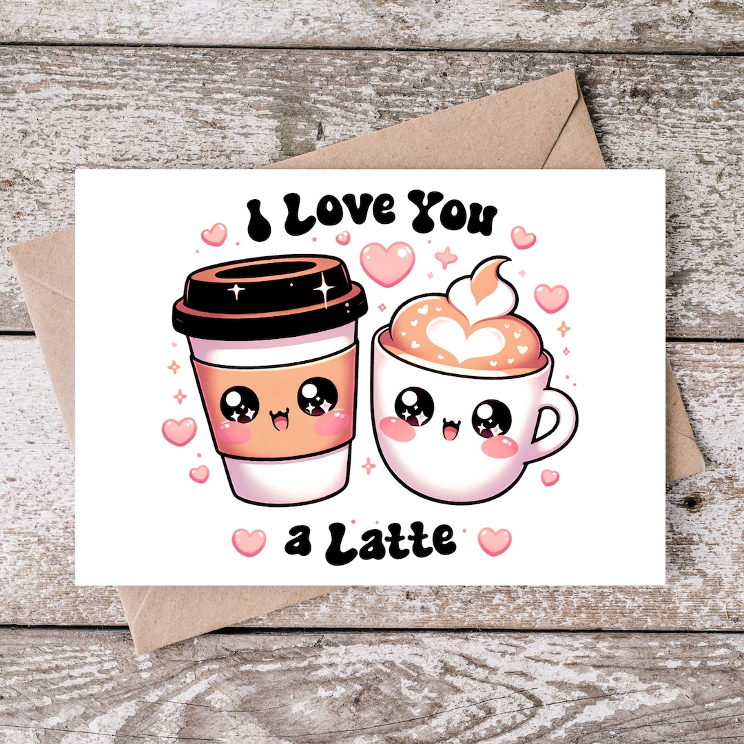 Printable I Love You a Latte Card, Digital Card, Instant Download ...