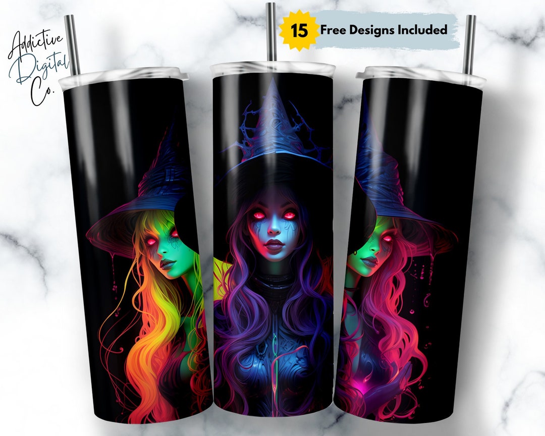 Neon Witches 20 Oz Skinny Tumbler Sublimation Design, Straight ...