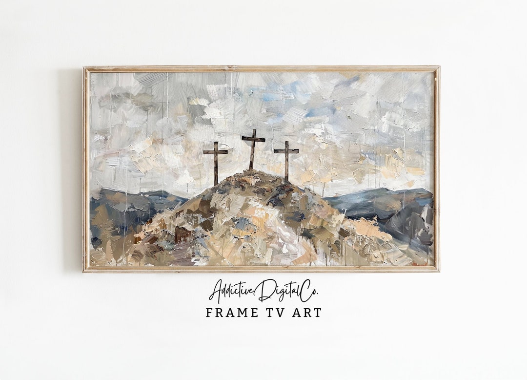 Religious Frame Tv Art, Calvary Scene Art Tv Decor, Christian Cross Tv ...