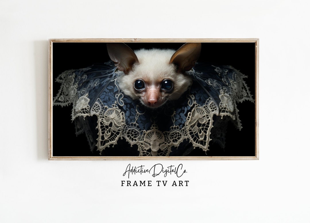 Gothic Bat Portrait Frame Tv Art, Halloween Tv Decor, Black Digital Bat ...