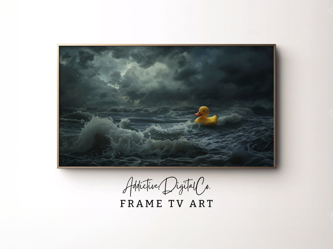 Surreal Ocean Rubber Duck Storm Frame Tv Art, Dramatic Weather Tv Decor ...