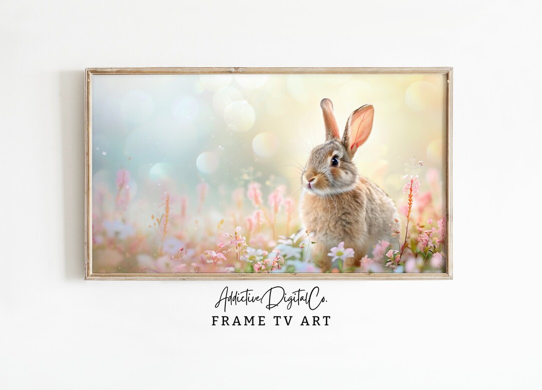 Bunny Frame Tv Art, Spring Rabbit Art Tv Decor, Easter Bunny Tv ...