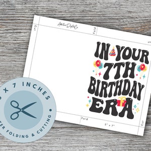 In Your 7th Birthday Era Printable Card, Fun Kids Party Printable 5x7 ...