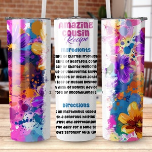 Cousin Recipe Tumbler Wrap, Floral Cuz Seamless Sublimation Designs ...