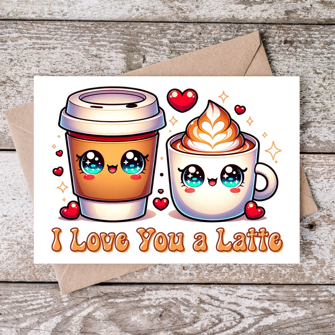 Printable I Love You a Latte Card, Cute Love You, Funny Digital Card ...