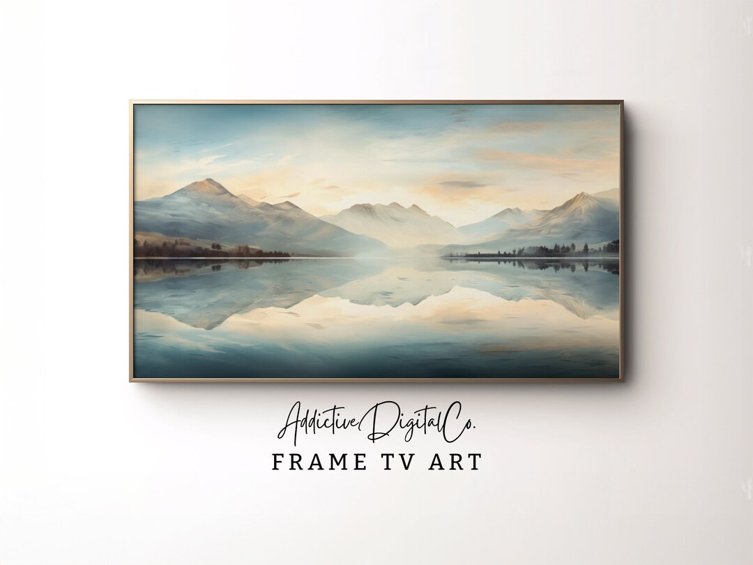 Serene Mountain Lake Frame Tv Art, Peaceful Nature Tv Decor, Blue ...
