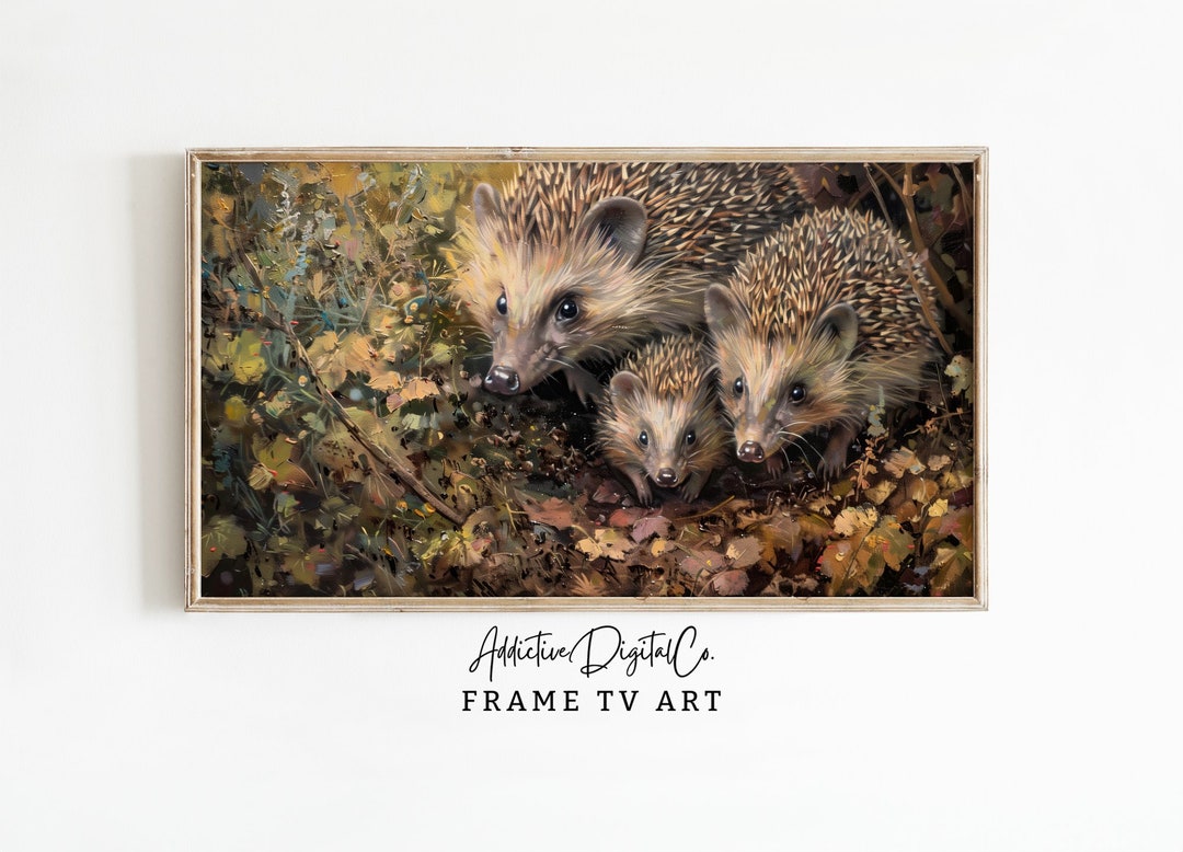 Hedgehog Family Frame Tv Art, Mother's Day Art Tv Decor, Cute Hedgehog ...