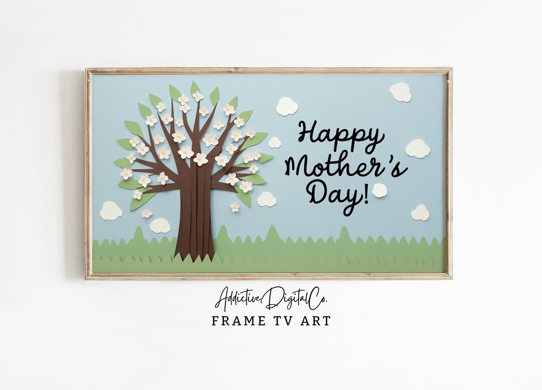 Mother's Day Tree Frame Tv Art, Happy Mothers Day Paper Art Tv Decor ...