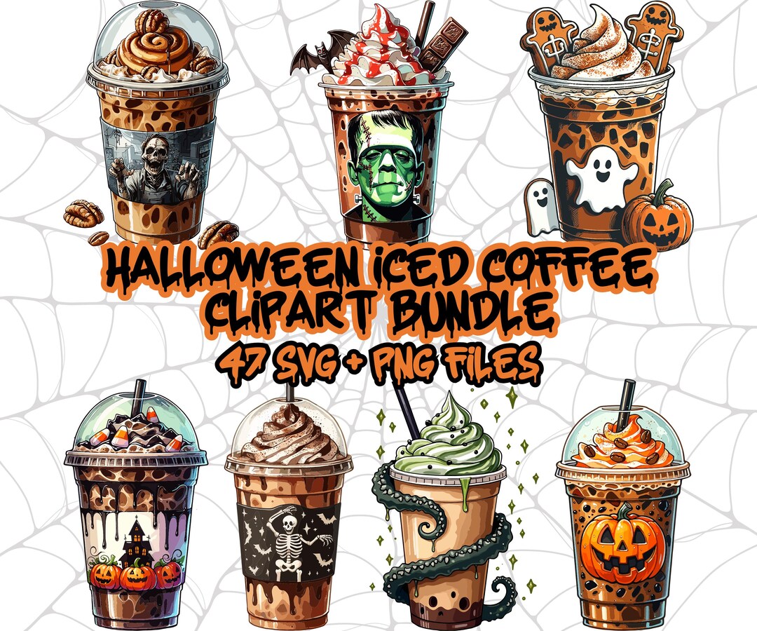 Halloween Iced Coffee PNG, Spooky Gothic Drinks Clipart, Creepy Drinks ...