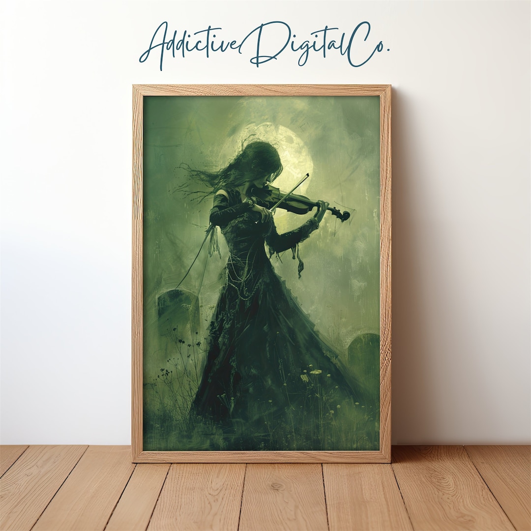 Emotive Violinist Portrait, Dark Academia Gothic Decor, Mysterious ...