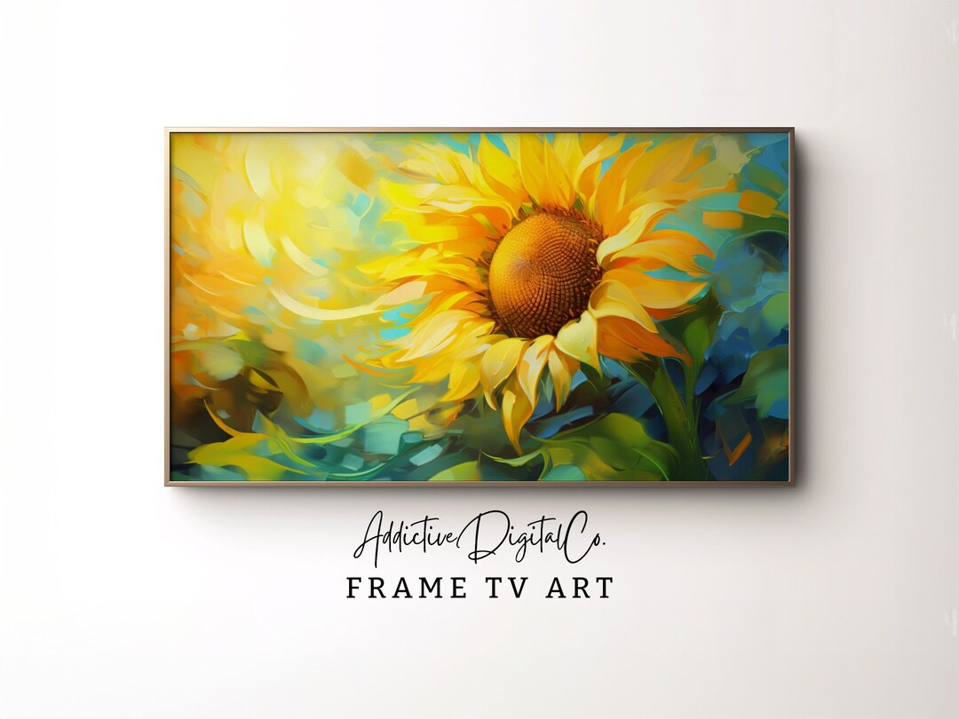 Vibrant Sunflower Frame Tv Art, Summer Garden Tv Decor, Yellow Digital ...
