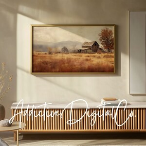 Rustic Farmhouse Barn Frame Tv Art, Autumn Countryside Tv Decor, Orange ...