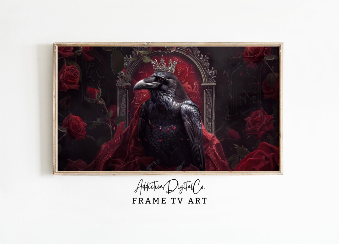 Gothic Raven Frame Tv Art, Dark Fantasy Tv Decor, Black Digital Crow Tv ...