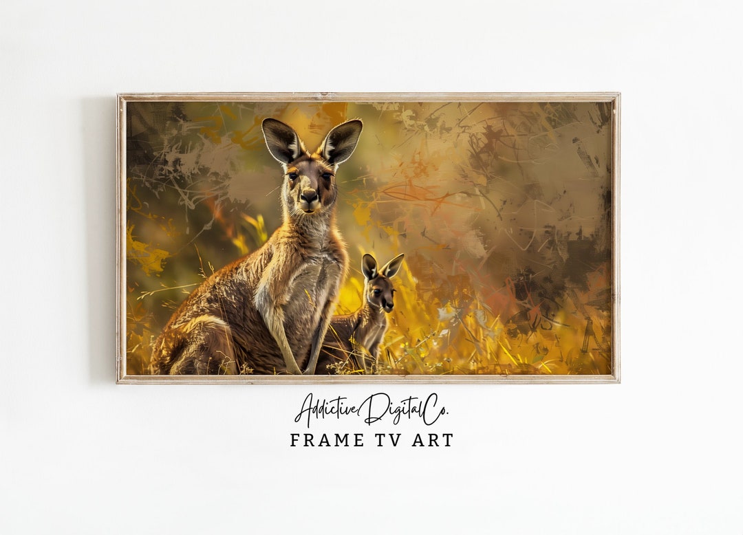 Kangaroo and Joey Frame Tv Art, Mother's Day Art Tv Decor, Australian ...