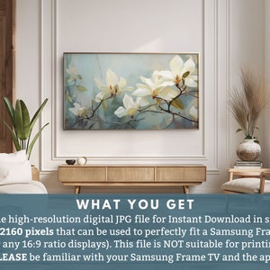 Elegant Magnolia Blossoms Frame Tv Art, Spring Botanical Tv Decor, Soft ...