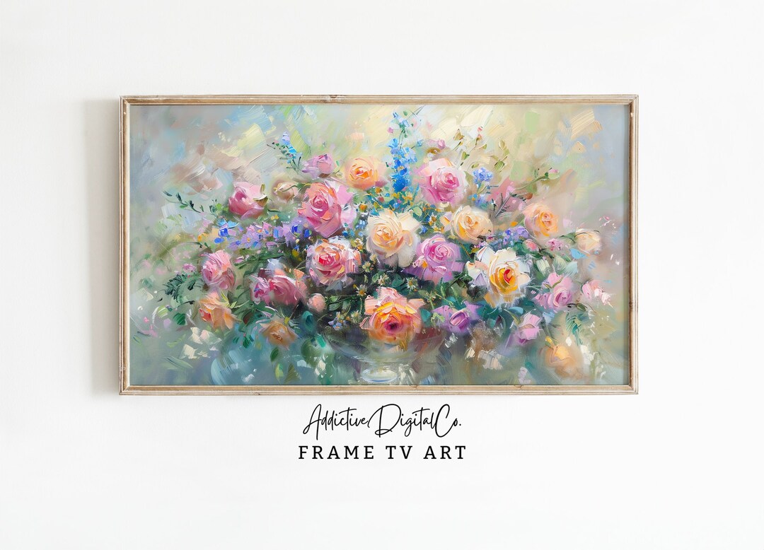 Floral Frame Tv Art, Bouquet Art Tv Decor, Colorful Flowers Tv ...