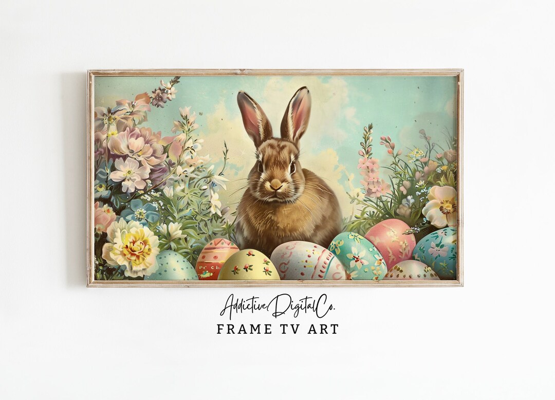 Easter Bunny Frame Tv Art, Spring Vibes Art Tv Decor, Festive Tv ...