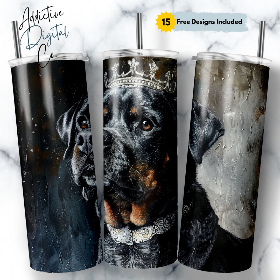 Regal Rottweiler King Crown Art 20oz Skinny Tumbler Wrap, Perfect Gift ...