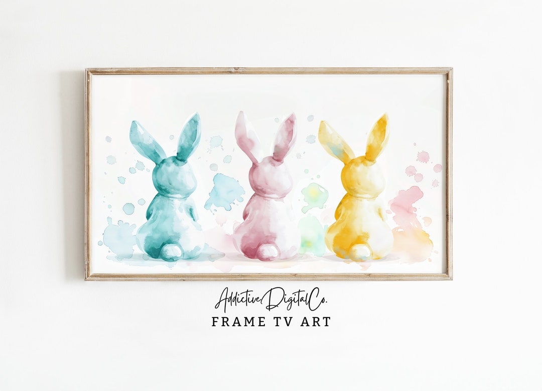 Easter Bunny Frame Tv Art, Pastel Rabbit Art Tv Decor, Spring Bunny Tv ...