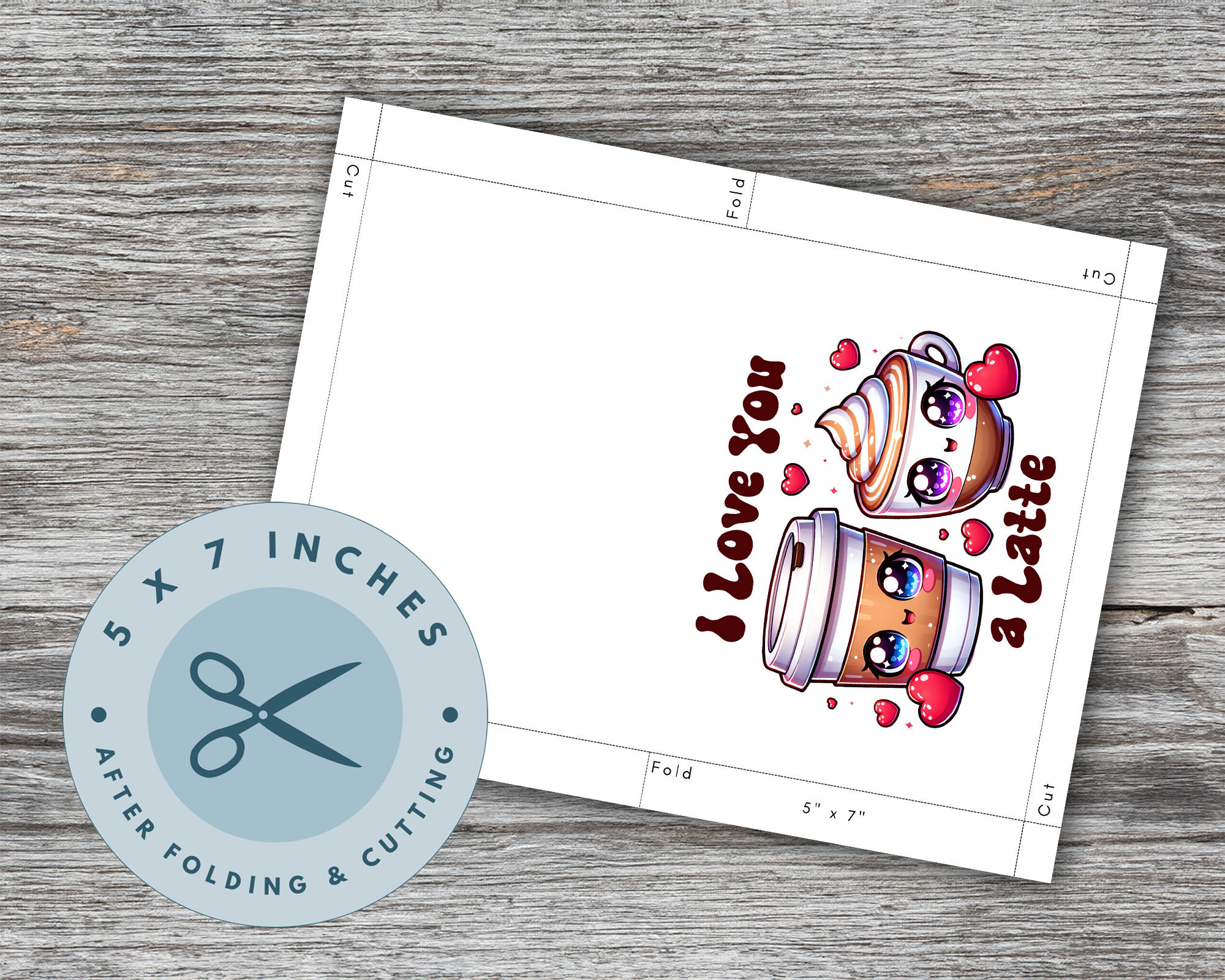 Printable I Love You a Latte Card, Instant Digital Download, 5x7 Pdf ...