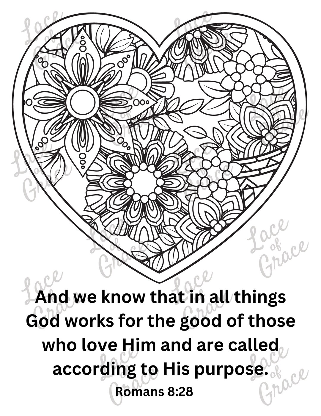 Bible Coloring Page - Romans 8:28 - Etsy