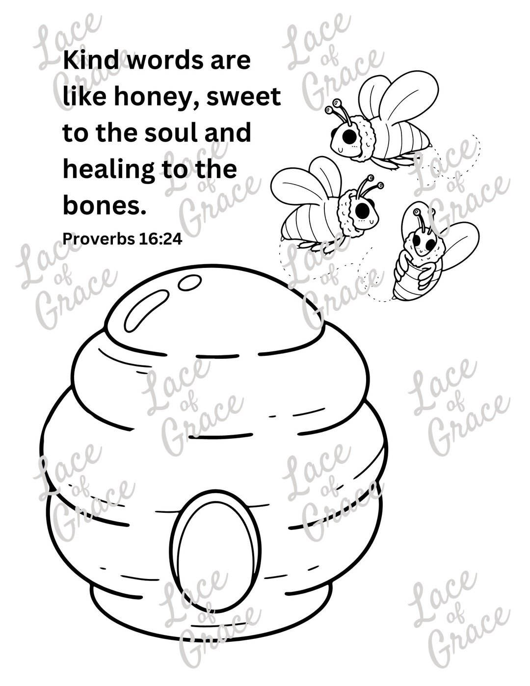 Bible Coloring Page - Proverbs 16:24 - Etsy