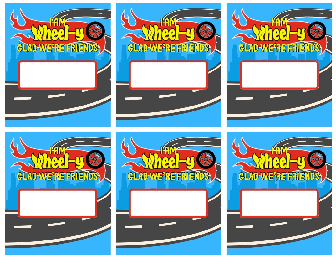 Hot Wheels Valentine - Printable - Car Wheel Kid's Valentine - Etsy