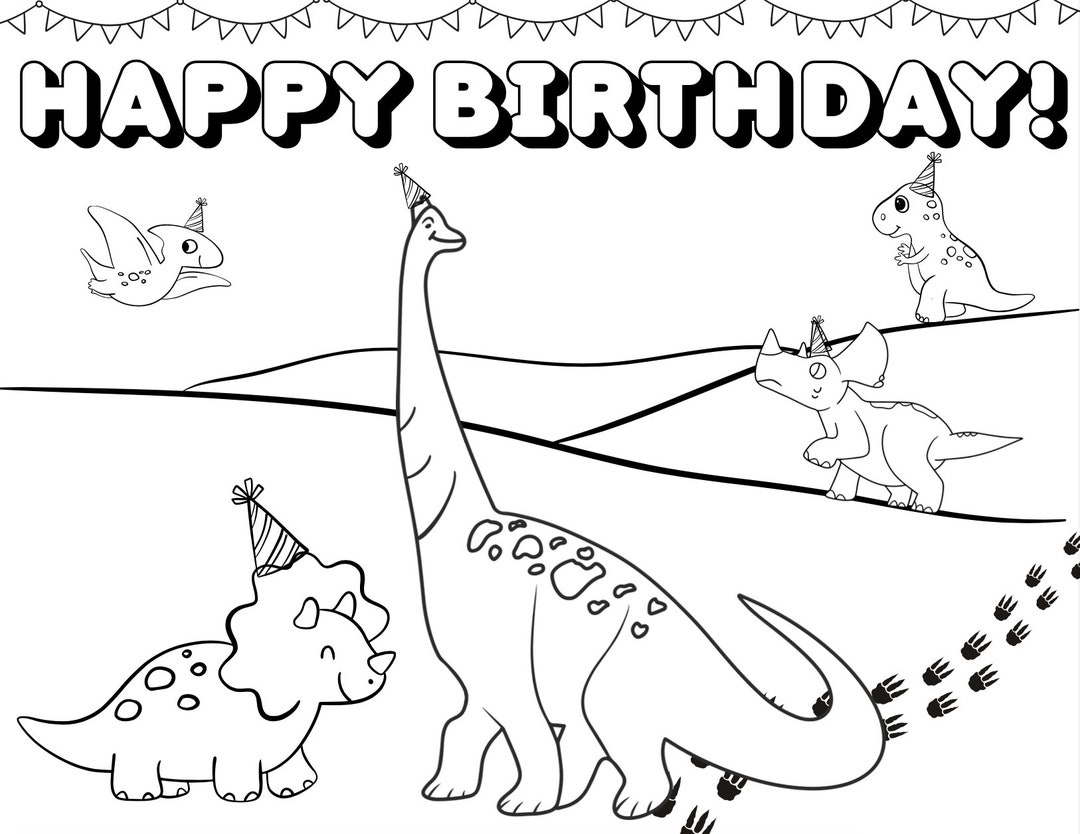 Dinosaur Coloring Placement for Birthday Party - Etsy