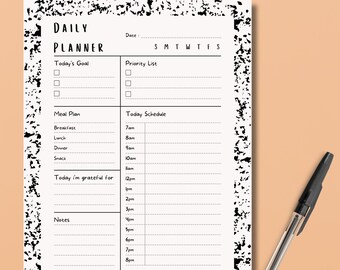 Daily Planner Black and White Template for an Organized Smart Life - Etsy