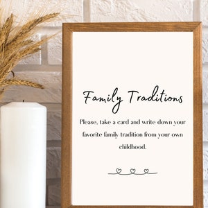 Family Traditions Sign and Note Card, Baby Shower Game, Instant ...