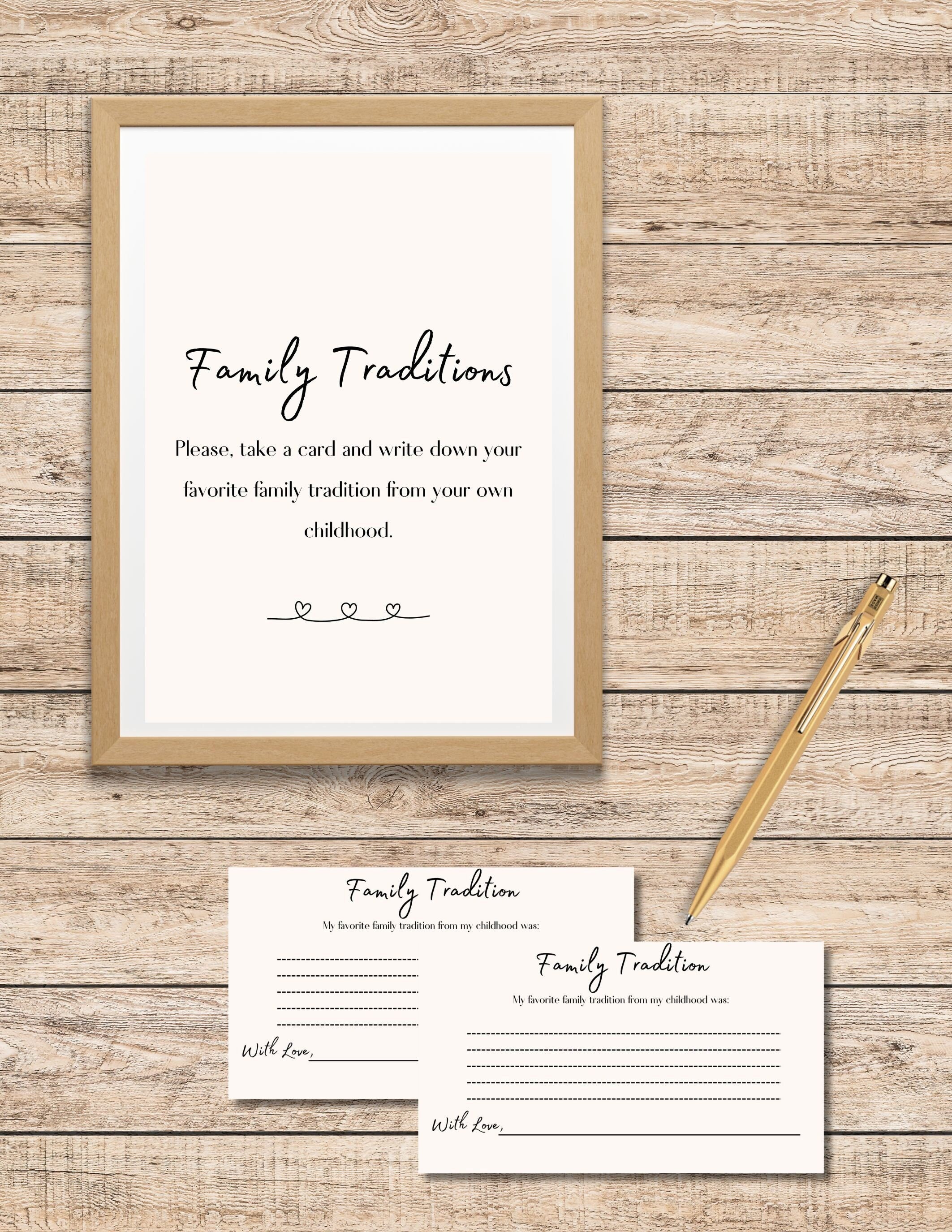 Family Traditions Sign and Note Card, Baby Shower Game, Instant ...