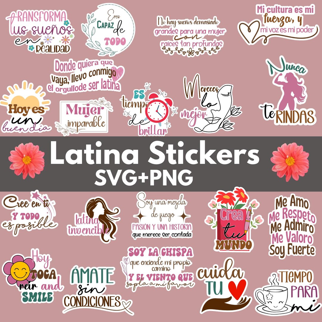 Latina Positive Bundle Stickers SVG PNG, Latina Stickers Svg, Spanish ...