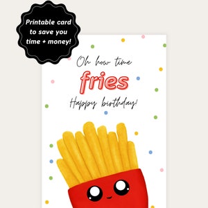 Oh How Time Fries Happy Birthday Greeting Card . Food Pun, Cute, Funny ...