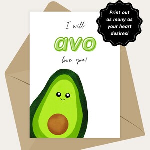 Avocado I Will Avo Love You Greeting Card . Food Pun, Cute, Funny ...
