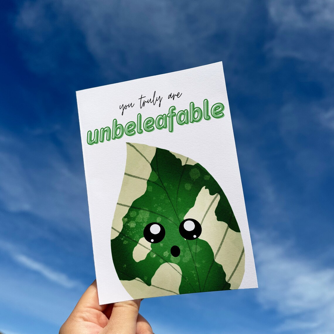 Variegated Leaf Unbeleafable Greeting Card . Plant Pun, Cute, Funny ...