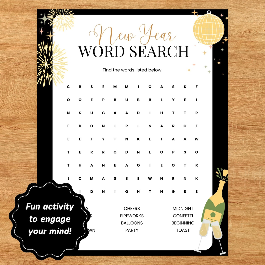 New Year 2025 Word Search for Students, Teachers, Kids, Seniors . Fun ...